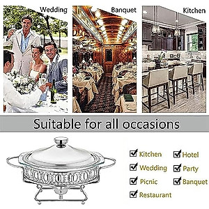 Chef Chafing Dish Buffet Set, Stainless Steel Chafer and Buffet Warmers Sets, Catering Buffet Mini Hot Pot Outdoor Picnic Household (Gold)