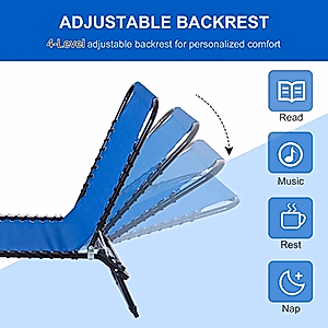Outsunny Folding Chaise Lounge Pool Chairs, Outdoor Sun Tanning Chairs, Folding, Reclining Back, Steel Frame & Breathable Mesh for Beach, Yard, Patio, Dark Blue