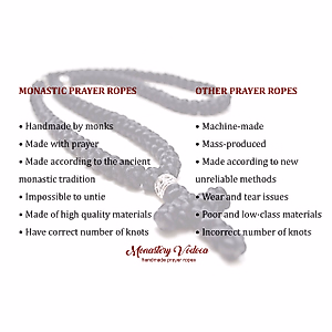 Monastery Vodoca Christian 100-knot Prayer Rope ǀ Smooth Silk Satin Cord (Navy Blue)