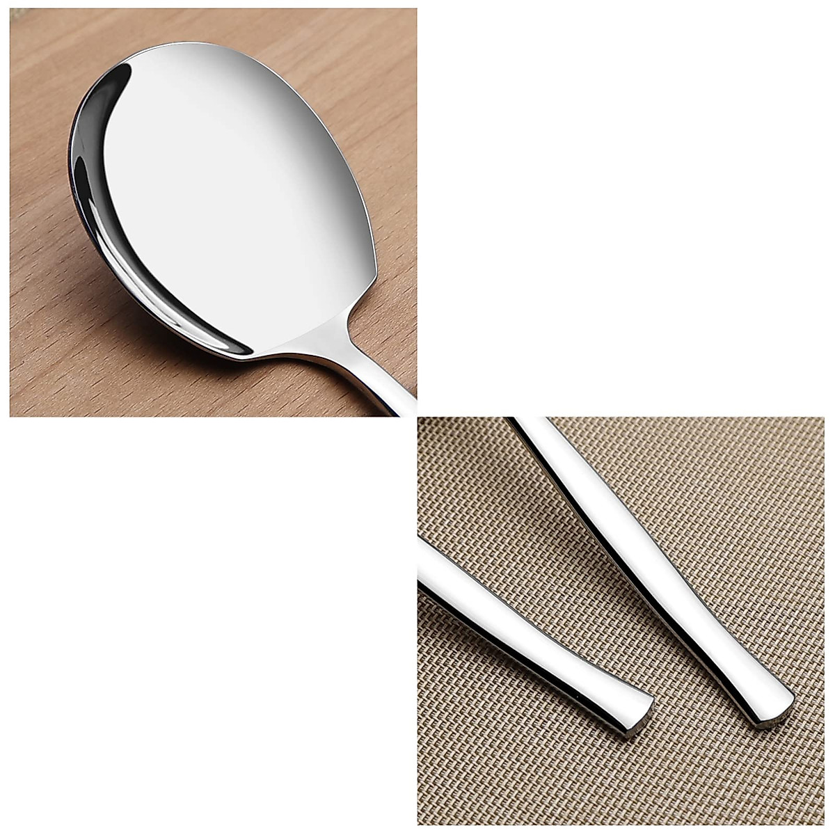 Rinboat 12-Piece Large Serving Spoon, Stainless Steel Buffet Serving Spoon