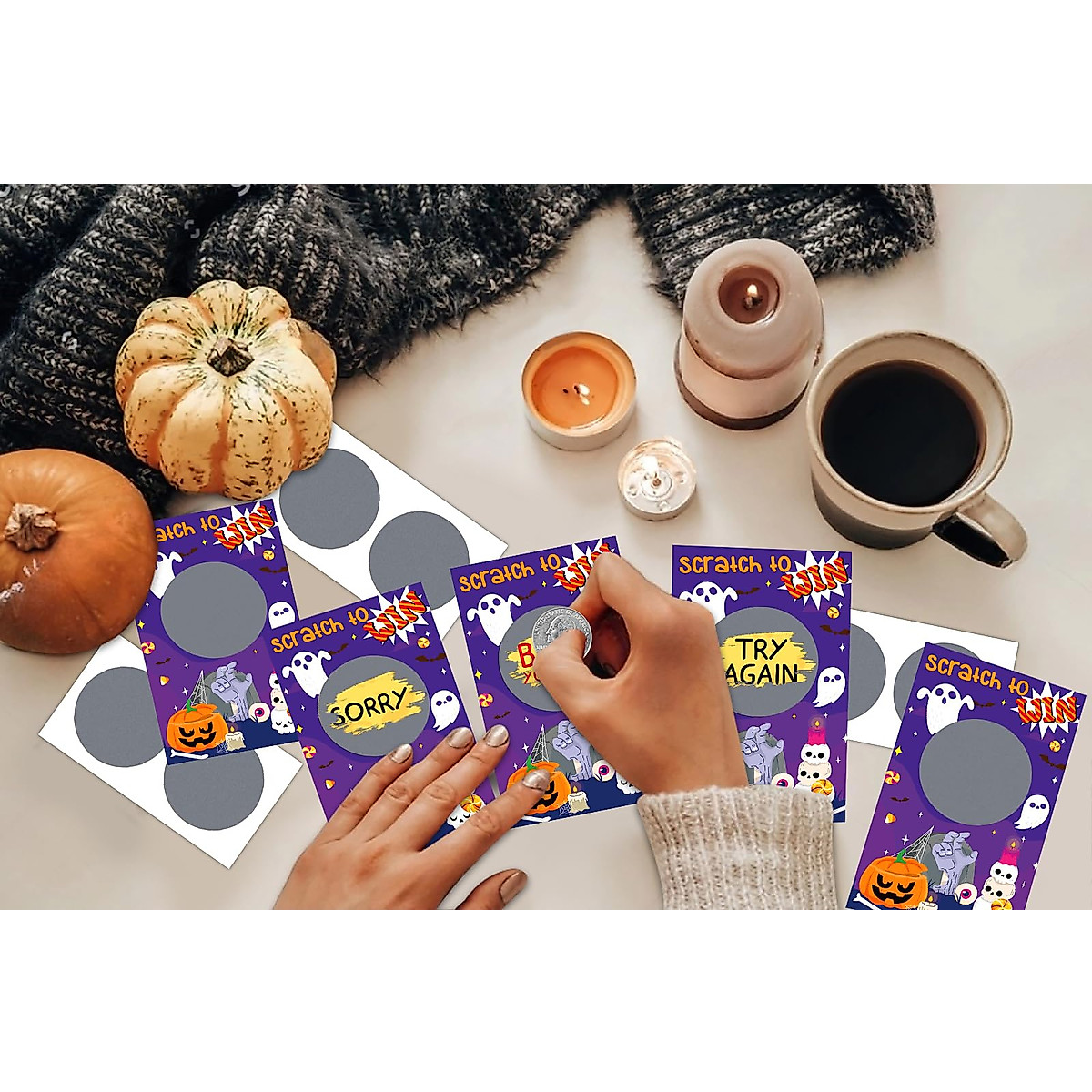 WaaHome Halloween Scratch Off Cards for Kids Adults 28 Players Ghost Scratch Off Cards for Halloween Baby Shower Birthday Party Supplies Favors Classroom Family Activities Prizes