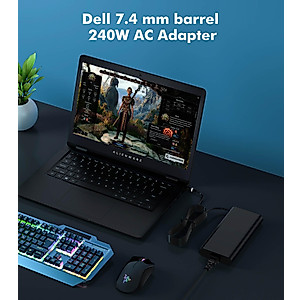 New Slim Replacement for Dell 240W AC Adapter fit Alienware Laptop Charger Precision 7770, G7 15 7500 17 7700, Alienware 15 17 M15 M17 X51 LA240PM180 7.4 mm Barrel with Power Cord