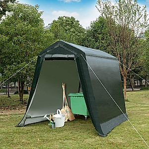 Tangkula 8 Ft x 14 Ft Outdoor Carport, Patio Storage Shelter, Heavy Duty Enclosed Carport Shed w/All-Steel Metal Frame and Waterproof Ripstop Cover, Outdoor Garage Tent with Sidewalls (8 Ft x 14 Ft)