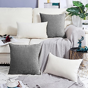 BRAWARM Chenille Throw Pillow Covers 20x20 Inches - Gray Chenille Pillow Covers Pack of 2, Solid Dyed Soft Chenille Pillow Cases for Couch Sofa Bed Home Decoration