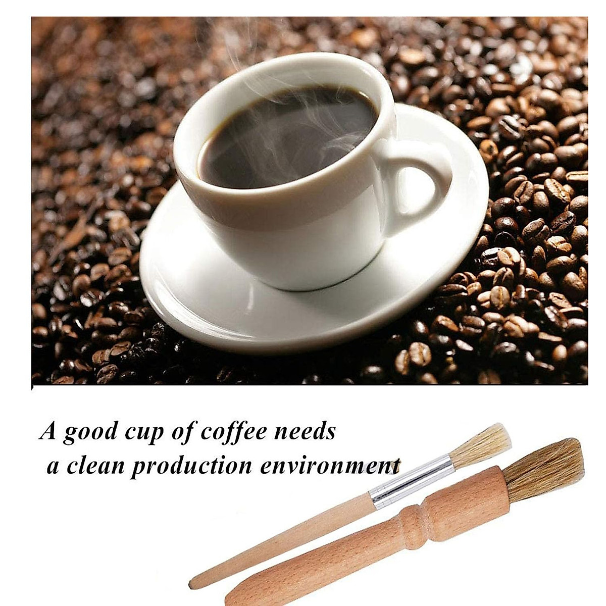 Espresso Brush Set 4 Pieces Professional Espresso Machine Cleaning Brush Wood Handle Natural Bristles Brush for Coffee Grinders Cleaning