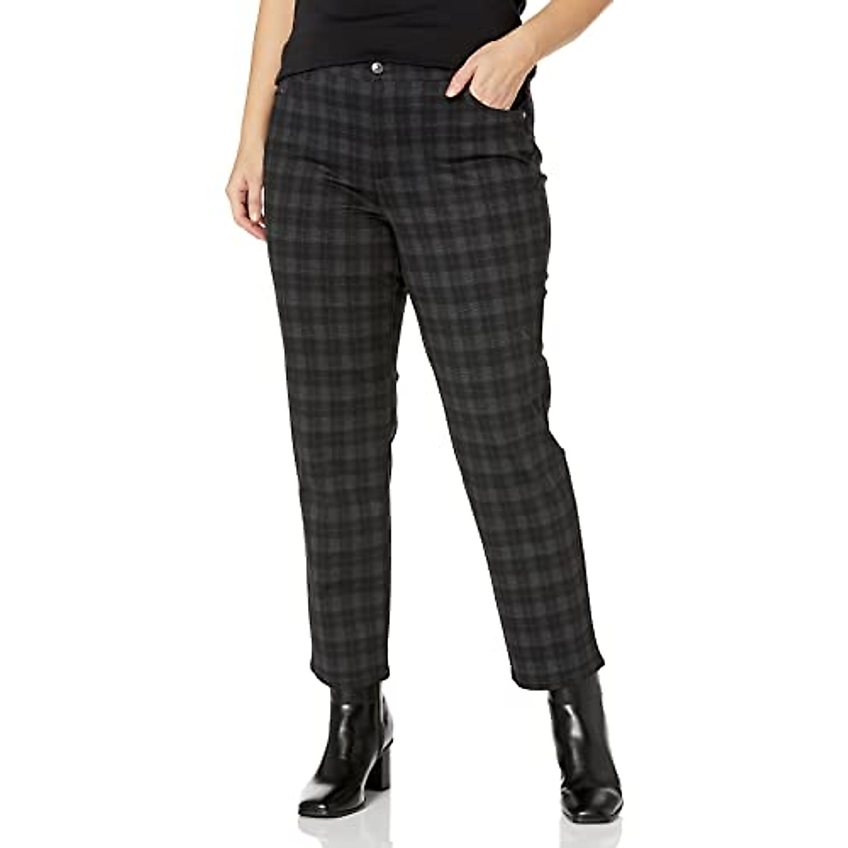 Gloria Vanderbilt Women's Size Amanda Ponte High Rise Knit Pant, ALBI Tartan Plaid, 20 Plus