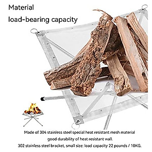 22" Portable Outdoor Fire Pit Collapsible Stainless Steel Mesh Fire Pit Collapsible Fireplace Portable Outdoor Fire Burning Table Camping Fire Grill Stainless Steel Campfire Grill Outdoor Wood Burning