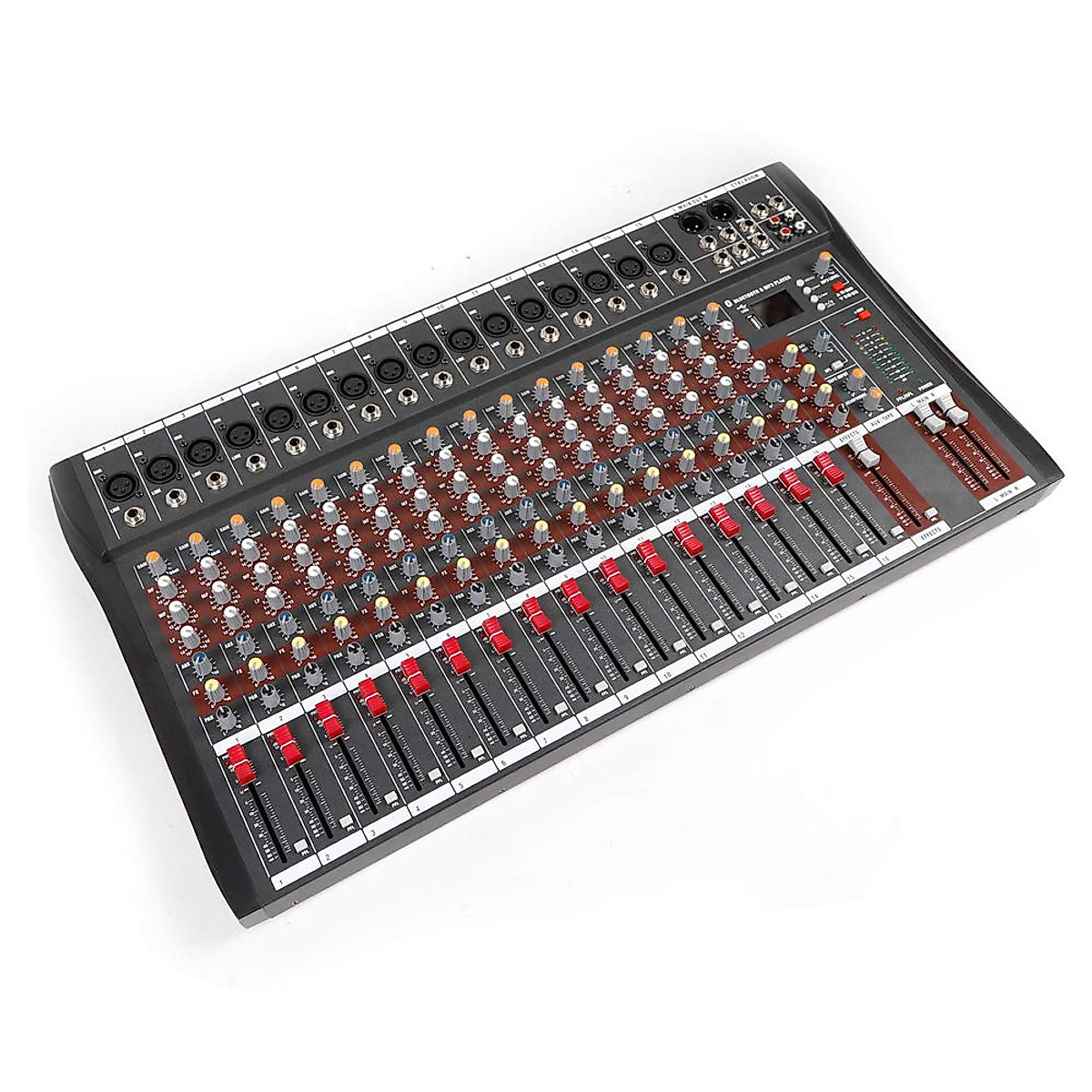 KinHall 16 Channel Professional Bluetooth Live Studio Audio Mixer Power Mixing Console, Professional Audio Mixer Soundboard Console Desktop, Connect Wired/Wireless/Condenser Microphone