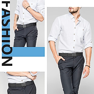 LXMY Work Belts for Men,Belts for Men,Adjustable Nylon Canvas Fabric Golf Belt,No Metal Buckle, Fast Pass Through the Airport Security,Suitable for Work and Travel