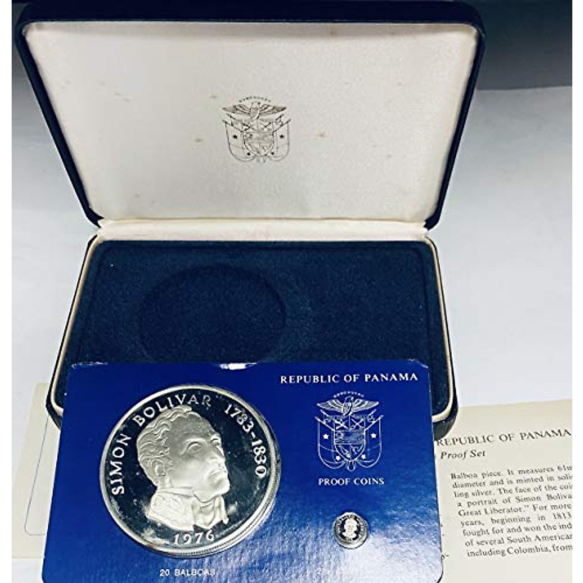 PA 1976 Republic of Panama Proof Coins Simon Bolivar .925 Silver Box & COA Proof