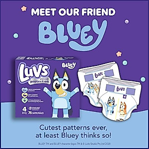 Luvs Size 5 Baby Diapers, Platinum Protection Bluey Diapers for Day & Night, Size 5, 172 Count (Packaging May Vary)