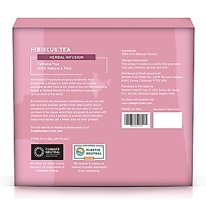 HANDPICK, Hibiscus Tea Bags - 100 Count | Caffeine-Free, Pure Ingredients - Hibiscus Flowers | Brew Hot, Iced Tea or Kombucha Tea | Round Nutritious Herbal Tea Bags