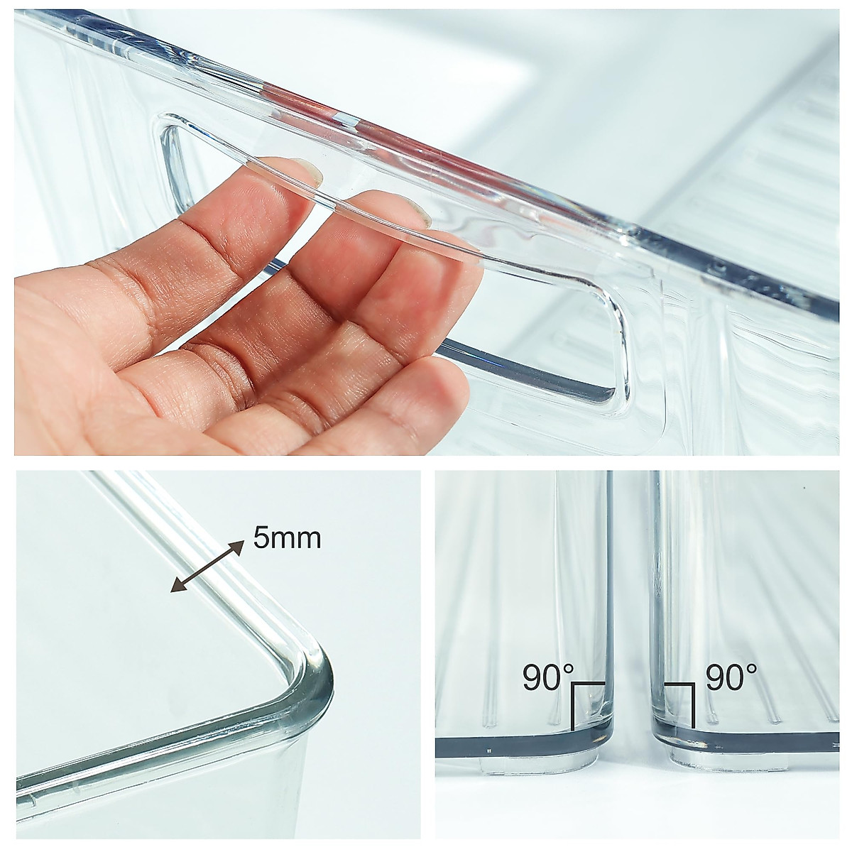 Heyuzb 8 Pack Clear Freezer Organizer Bins Stackable Chest Freezer Organizer Deep Freezer Organizer Bins with Side Handles for Bottom Freezer