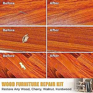 Wood Furniture Repair Kit- Set of 41 Laminate vinyl Floor Repair Kit Wood Fillers,Floor Scratch Repair, Touch Up Markers, Restore Hardwood Scratches, Cracks, Hole for Floor, Table, Door, Cabinet