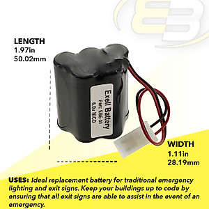 (3-Pack) Emergency/Exit Lighting Battery Fits and Replaces NIC0099, Lithonia ENB06006, Prescolite E1875-01-00E82082100ENB06006, Sanyo 100502SE, Schlumberger TU89UNIGUNVISUAL Reader