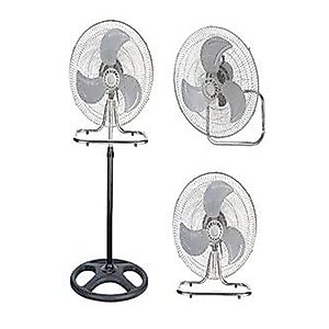 PrimeTrendz 3 in 1 (Stand + Desk + Wall Fan) High Velocity 18 Inch Industrial Grade Floor Stand Mount Oscillating Blower Fan