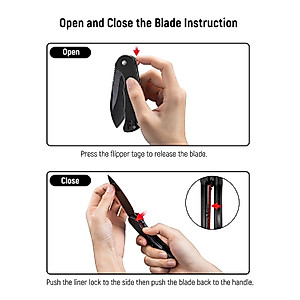 KEXMO Pocket Knife for Men - 2.99" D2 Blade G10 Handle Folding Pocket Knife with Clip - Small EDC Knife for Tactical Hunting Hiking Camping Survival Gift for Men Dad Women, Black