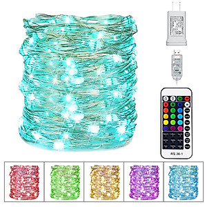 Color Changing Fairy String Lights - 33 ft 100 LED USB Silver Wire Lights with Remote and Timer, Starry Fairy Lights for Bedroom Party Craft Indoor Christmas Decoration, 16 Colors, Adapter Included
