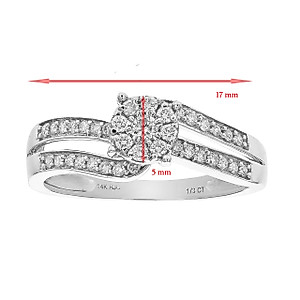 Vir Jewels 1/4 cttw Diamond Cluster Set Wedding Engagement Ring 14K White Gold Bridal Size 7