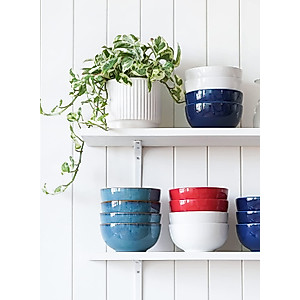 LE TAUCI Cereal Bowls 6 Inch, Ceramic Bowl Set for Soup, Dessert, Fruits, Salad, Noodle, Ramen, 22 Ounce Bowls for Kitchen, Set of 4, Ceylon blue