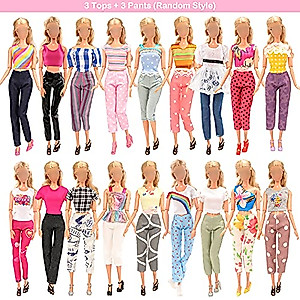 Barwa Lot 36 Items 3 Sets Fashion Dresses 3 Set Casual Tops and Pants 6 Pcs Mini Dresses with 1 Bags 10 Shoes, 13 Accessories for 11.5 Inch Girl Doll Birthday Xmas