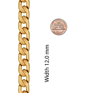 LIFETIME JEWELRY 11mm Flat Cuban Link Chain Bracelet for Men & Women 24k Gold Plated (Gold, 8 inches)