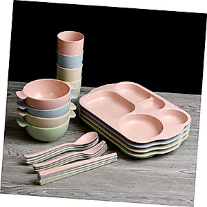 RORPOIR Divided Toddler Kids Trays for Eating Kids Plate Baby Kit Kids Suit Baby Suits Infant Suit Fiber Dinnerware Straw Wheat Travel