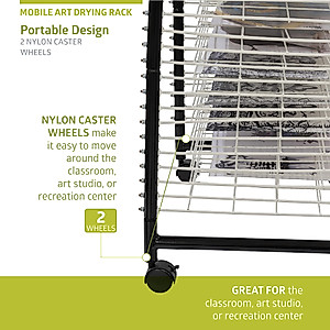 Pearington Mobile Wide Art Drying Rack for Classrooms, Art Studio, 25 Shelves, White