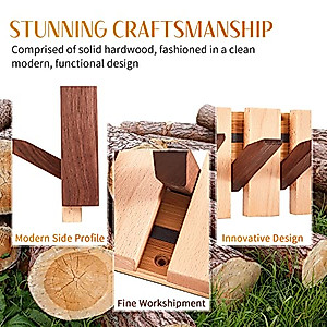 2 Pcs Wood Coat Piano Hooks with 4 Flip Down Hooks Decorative Wooden Wall Mounted Rack Hooks Handmade Natural Walnut Wood and Beech Artwork Coat Hangers Multi Rack for Towel Hat Key Scarfs Purses Bag