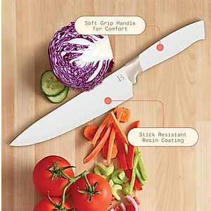 12 Piece Knife Block Set with Soft-Grip Ergonomic Handles White and Gold by Drew Barrymore