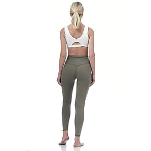 Allsense Women's High Waist Yoga Leggings with Inside and Back Zipper Pockets, Sports Gym Workout Running Pants S OliveGreen