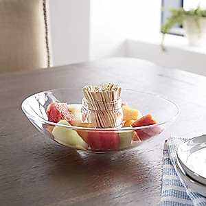 Huang Acrylic Clear Large Round Fruit Bowl with Multifunctional Removable Pedestal | Decorative Kitchen Table or Countertop Centerpiece Stand | 10.5 x 10.5 x 5.5 inches