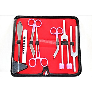 New Premium Set of 7 pcs Reflex Percussion Taylor Hammer Penlight Tuning Fork C 256 C 512 Bandage Scissors 5.5 and 4.5 Inches Hemostat Forceps 5.5 Inches CYNAMED