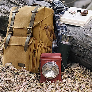 BAGSMART Camera Backpack, DSLR Camera Bag, Waterproof Camera Bag Backpack for Photographers, Fit up to 15" Laptop with Rain Cover and Tripod Holder, Khaki