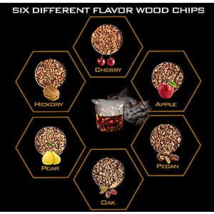 Bell Bind Whiskey smoker kit with torch Old fashioned Bourbon Whiskey Scotch smoker Infuser kit Drink Smoker Set 6 flavors wood chips premium gift box (No Butane)