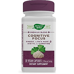Nature's Way Cognitive Focus, with Gingko, Lion's Mane & Acetyl L-Carnitine, 270 mg per Serving, 30 Capsules