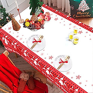 FTASDRAXS 6 Paper Tablecloths for Rectangle Tables - 54" x 108" Disposable White Table Covers, 3-Ply Paper & Plastic Waterproof