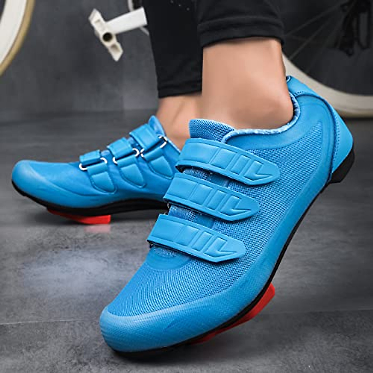 Mens Womens Indoor Cycling Shoes Compatible with Peloton Bike Shoes Cycling Shoes with Delta Cleats Clip Outdoor Pedal SPD Road Bike Shoes,Blue
