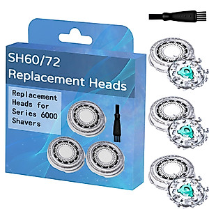SH60/72 Replacement Heads Compatible with Philipsi Norelcoo Shaver for S6810, S6820, S6850, S6880/81, Replacement Heads for Series 6000 Shavers
