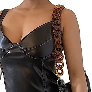 Wiwpar Acrylic Bag Handles Chunky Chains Shoulder Bag Handle Shoulder Straps Replacement Amber for Women's Handbags