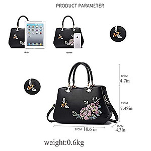 ELDA Small Satchel Bags For Women Crossbody Embroidery Top Handle Handbags Ladies Shoulder Purse