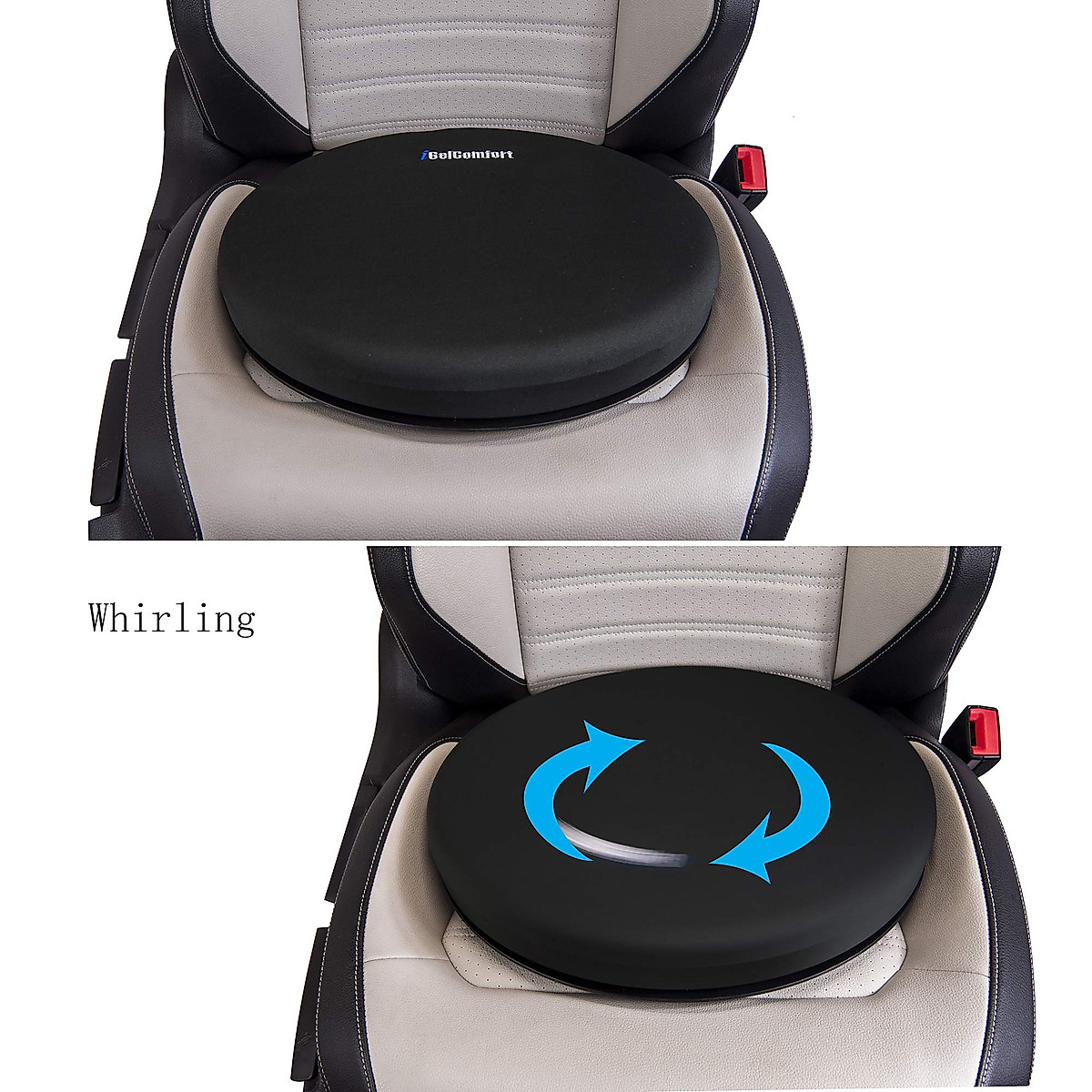 SOJOY Swivel Gel Seat Cushion for Elderly 360 Degree Rotation Seat Cushion with Memory Foam for Wheelchair,Car Seat, Office,Home