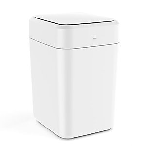 Self Sealing and Self Changing Smart Automatic Trash Can with 7 × Specialized Garbage Bags Ring, TYPE-C Charging Port, Built-In Li-Ion Battery, 4.5 Gallon, White for Kitchen, Home, Office and More