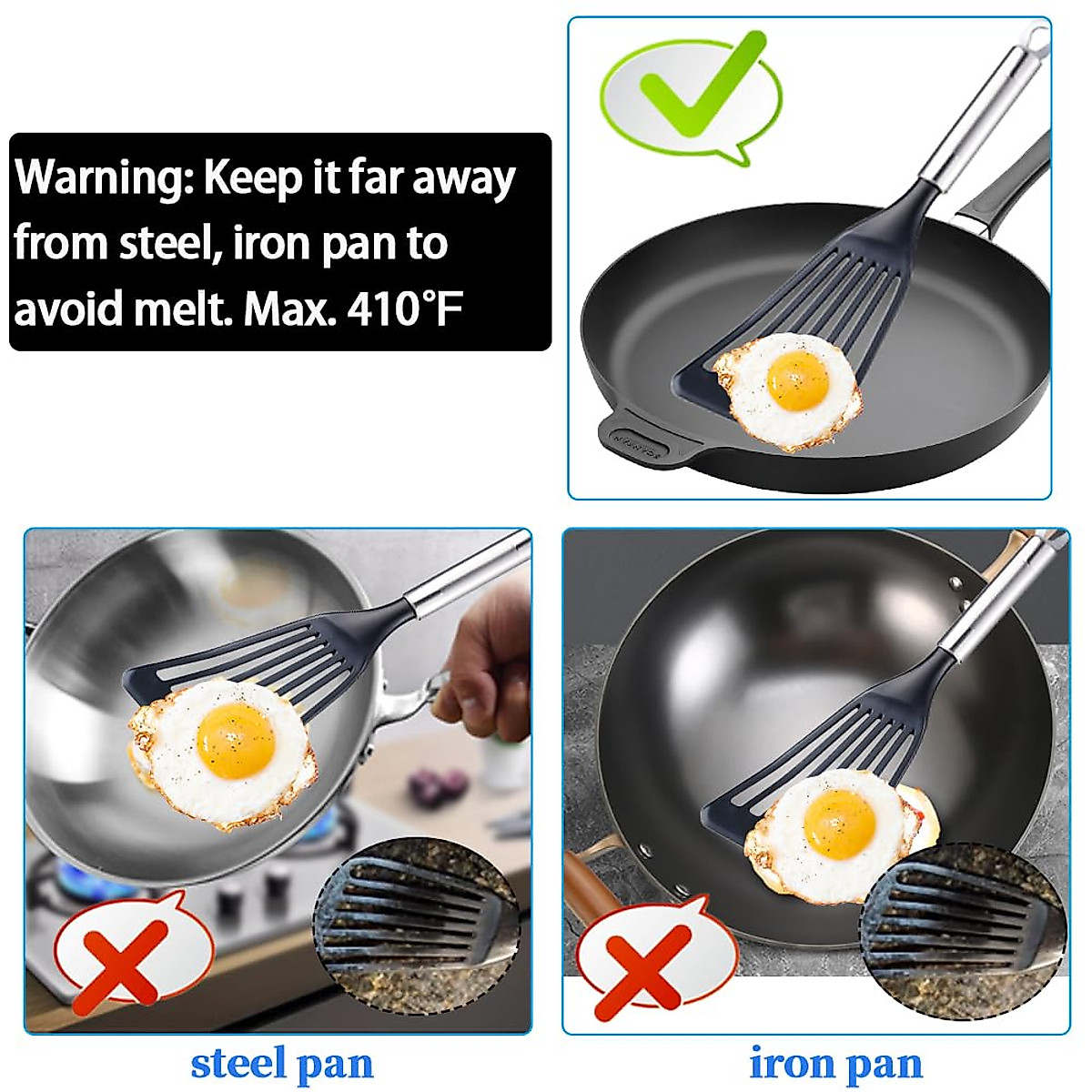 12.6“ Nonstick Spatula Turner, KSENDALO Thin Slotted Spatula, Wide Nylon Blade Lightweight but Sturdy Kitchen Fish Spatula, Desgin for Non-stick Pan, Black(option 1)