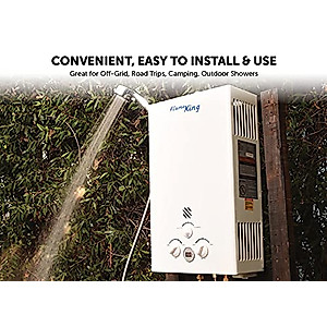 Flame King Portable Tankless Water Heater Propane Gas 10L 2.64 GPM at 68,000 BTU, Outdoor Instant Hot Water Shower for RV, Camping, Farm, Cabins