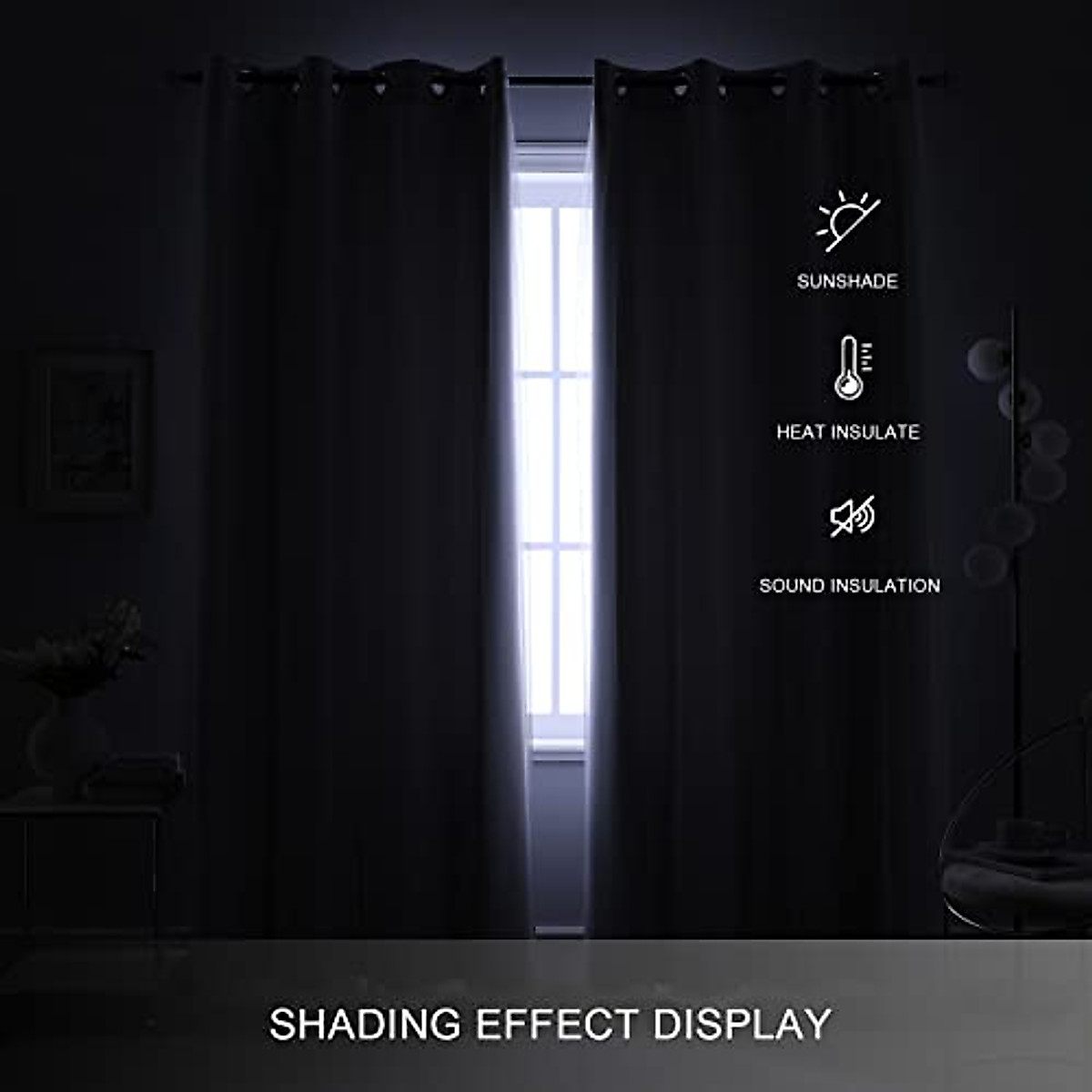 Anytime Home Curtains Blackout and Sheer Layered Solid Window Curtain Panel Pair with Grommet Top, 52Wx84L,Grey