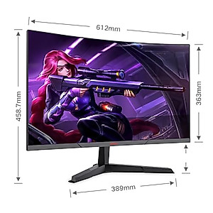 KOORUI Gaming Monitor, QHD 2560P Computer Monitor, 144Hz 27 Inch Monitor (1ms, 1800R Curved VA Panel, DP1.2+HDMI*2, AdaptiveSync, Narrow Bezel with Ultra-Thin), Tilt Adjustable,Eye Care