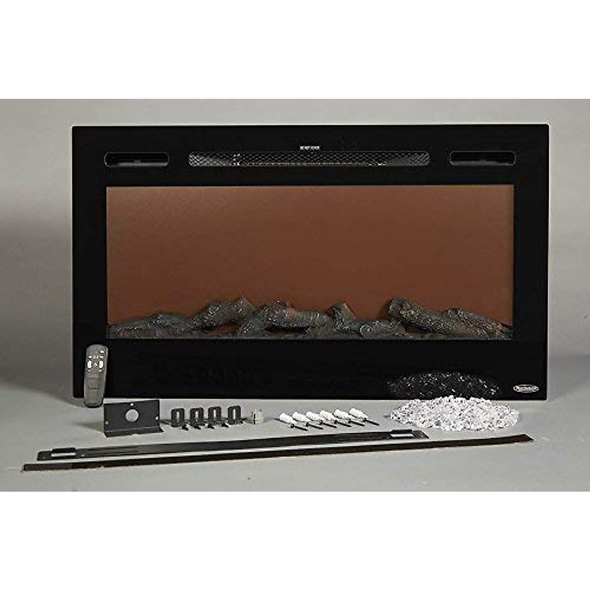 Touchstone Smart Electric Fireplace-The Sideline 36 Inch Wide-in Wall Recessed-30 Realistic Ember Color/Flame Options-1500W Heater w/Thermostat-Black-Log & Crystal Hearth Options -Alexa/WiFi Enabled