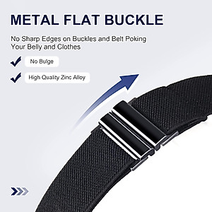 TOURZOO No Show Invisible Belt for Women/Men Elastic Web Strap Waist Stretch Belt with Flat Buckle for Jeans Pants Dresses