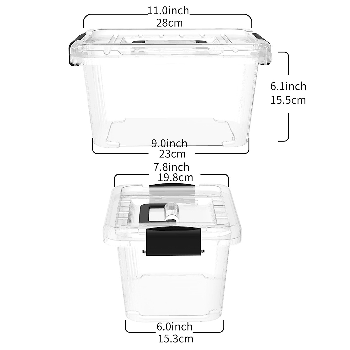 Cetomo 6.8Qt*12 Plastic Storage Bins, Storage Box, 12 Pack, Tote Organizing Container with Durable Lids, Secure Latching Buckles and Handles, Stackable and Nestable, Clear